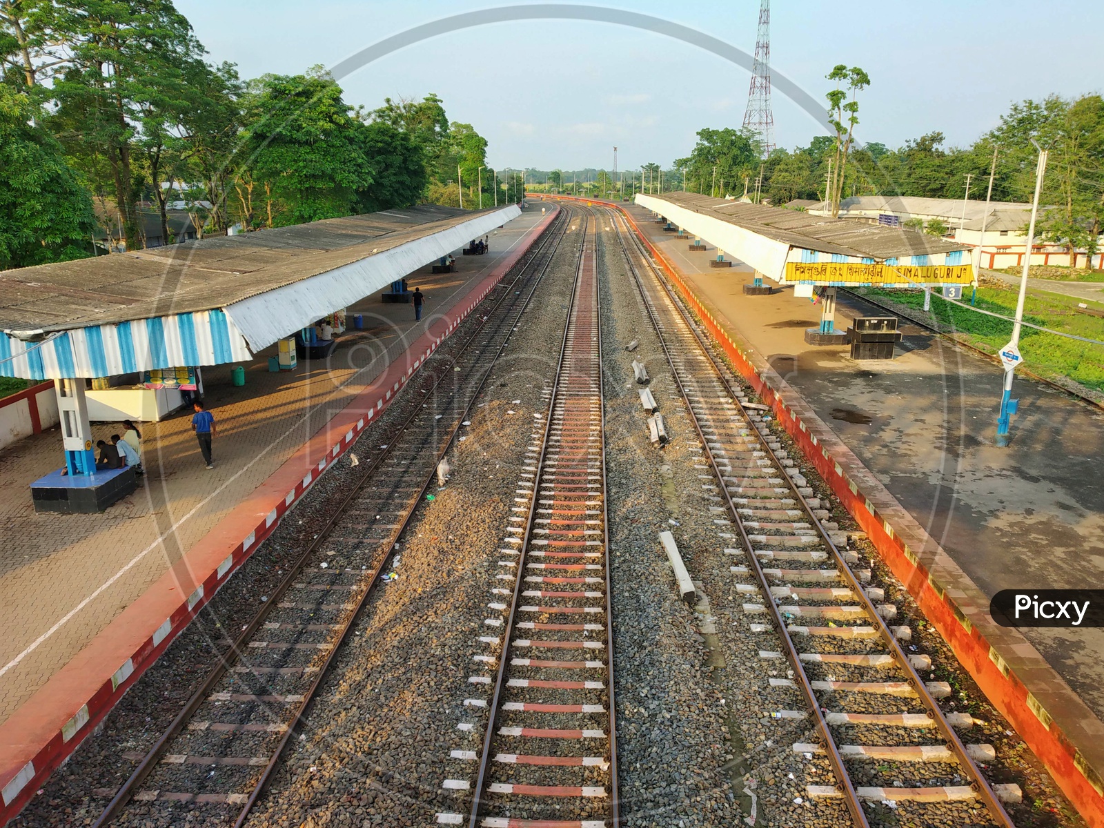 Image of Indian Rural Village Railway Station Platform With Empty ...