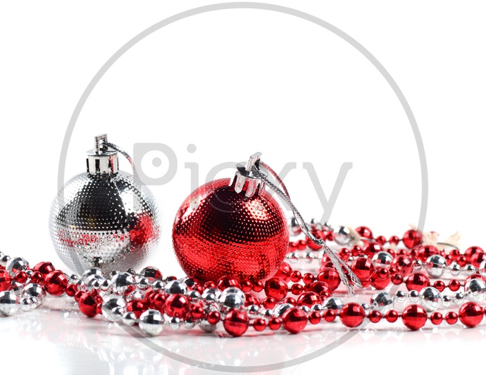 Image of Christmas Decoration Ball And Chains on an Isolated White ...