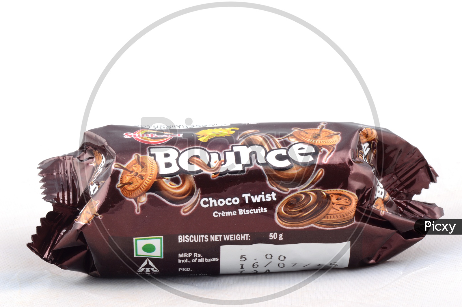 Image of Sunfeast Bounce Chocolate Creme Biscuits Packet On an Isolated ...