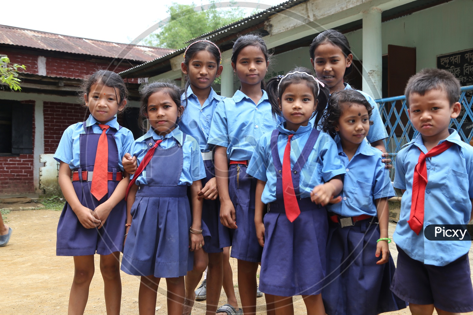 Image of School Children Or School Students Wearing Uniforms with ...