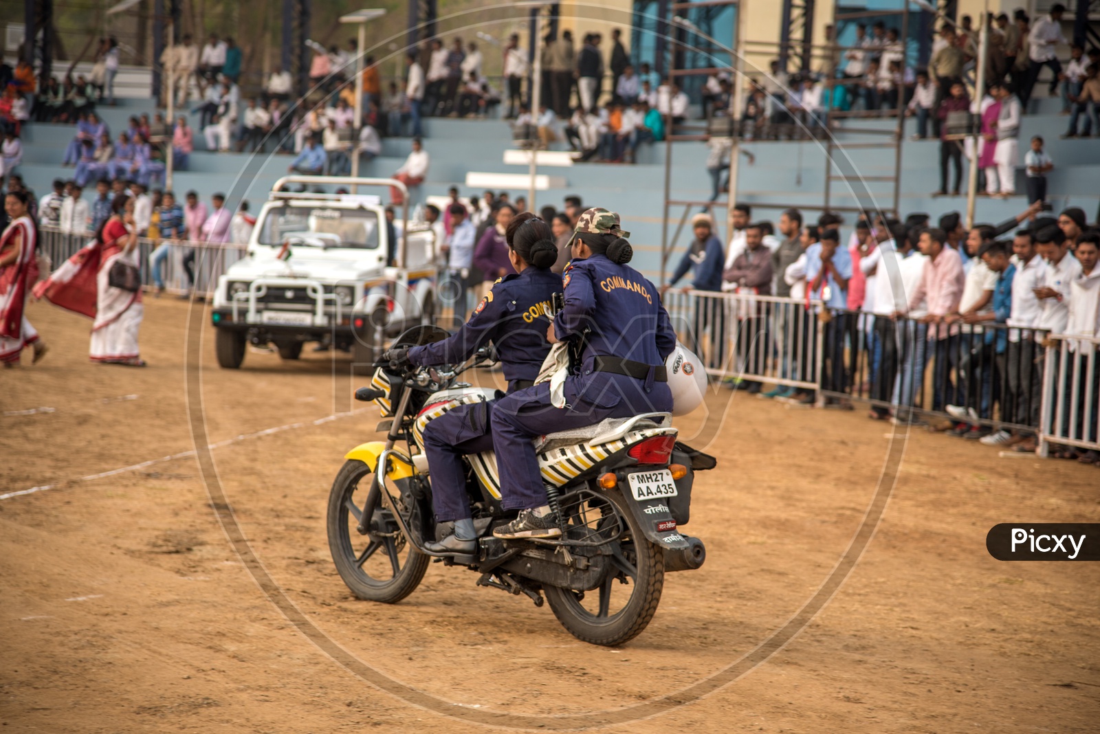 Image of Woman Commando Police Riding Bike In Independence Day Parade ...
