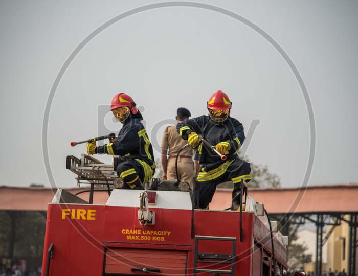 Image of Fire Man or Fire Service Man Presentation Or Mock Drill in ...
