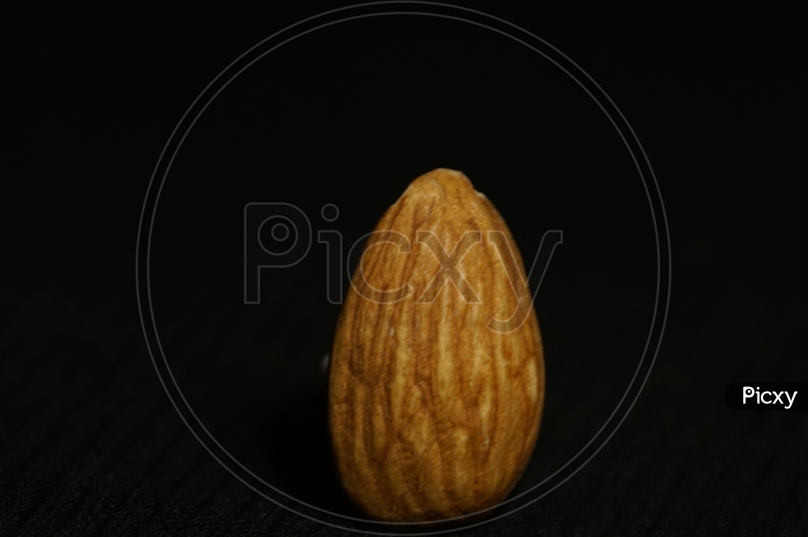 Image of A Single Almond Or Badam On an isolated Black Background ...
