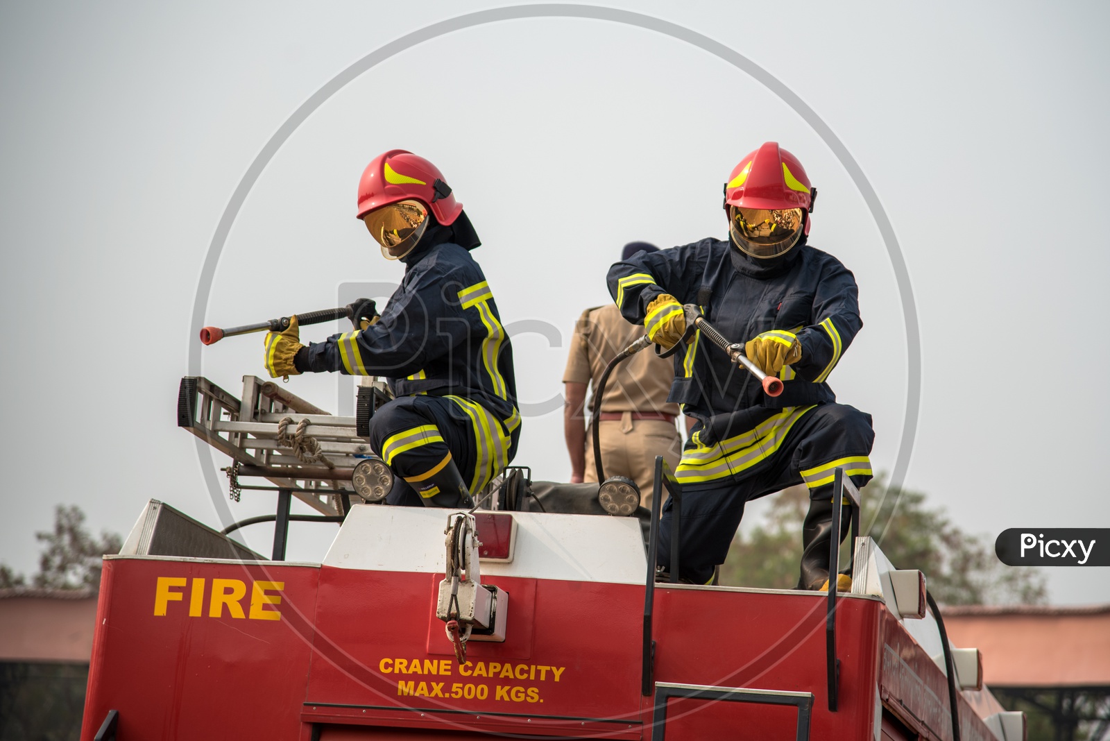 Image of Fire Man or Fire Service Man Presentation Or Mock Drill in ...