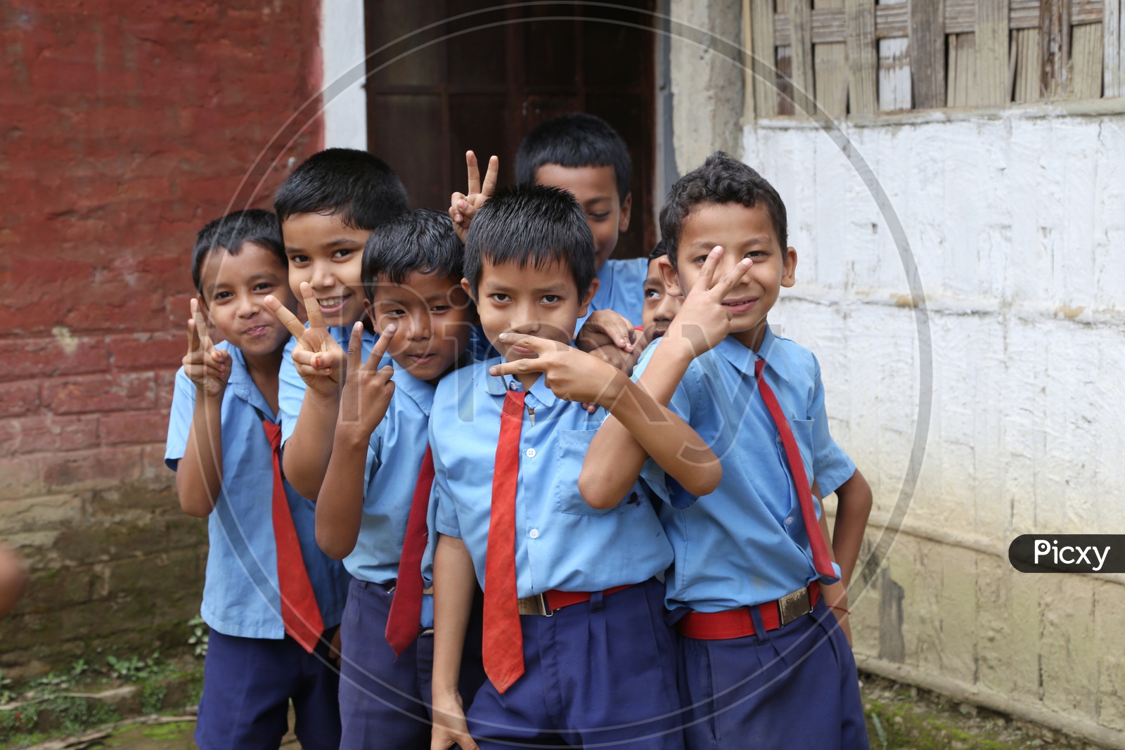 Image of School Children Or School Students Wearing Uniforms with ...