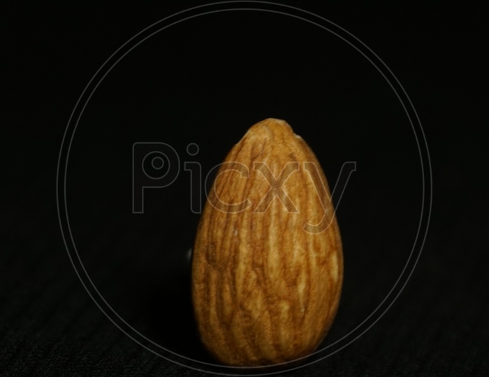 Image of A Single Almond Or Badam On an isolated Black Background ...