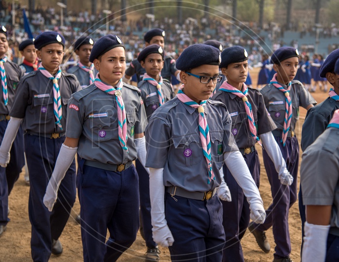 Image of School Students Scouts Marching in Independence Day Parade ...