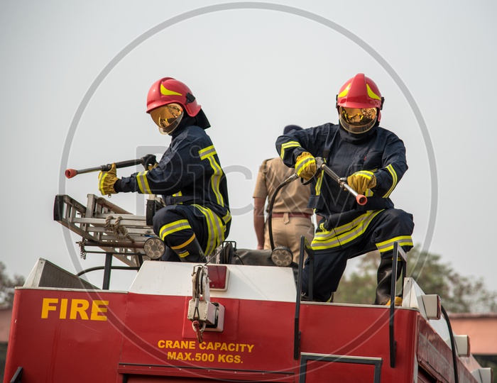 Image of Fire Man or Fire Service Man Presentation Or Mock Drill in ...