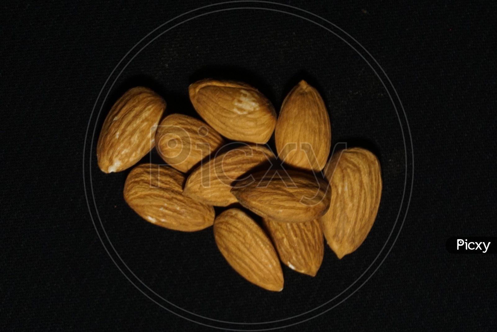 Image of Almonds Or Badam On an isolated Black Background-DK558251-Picxy
