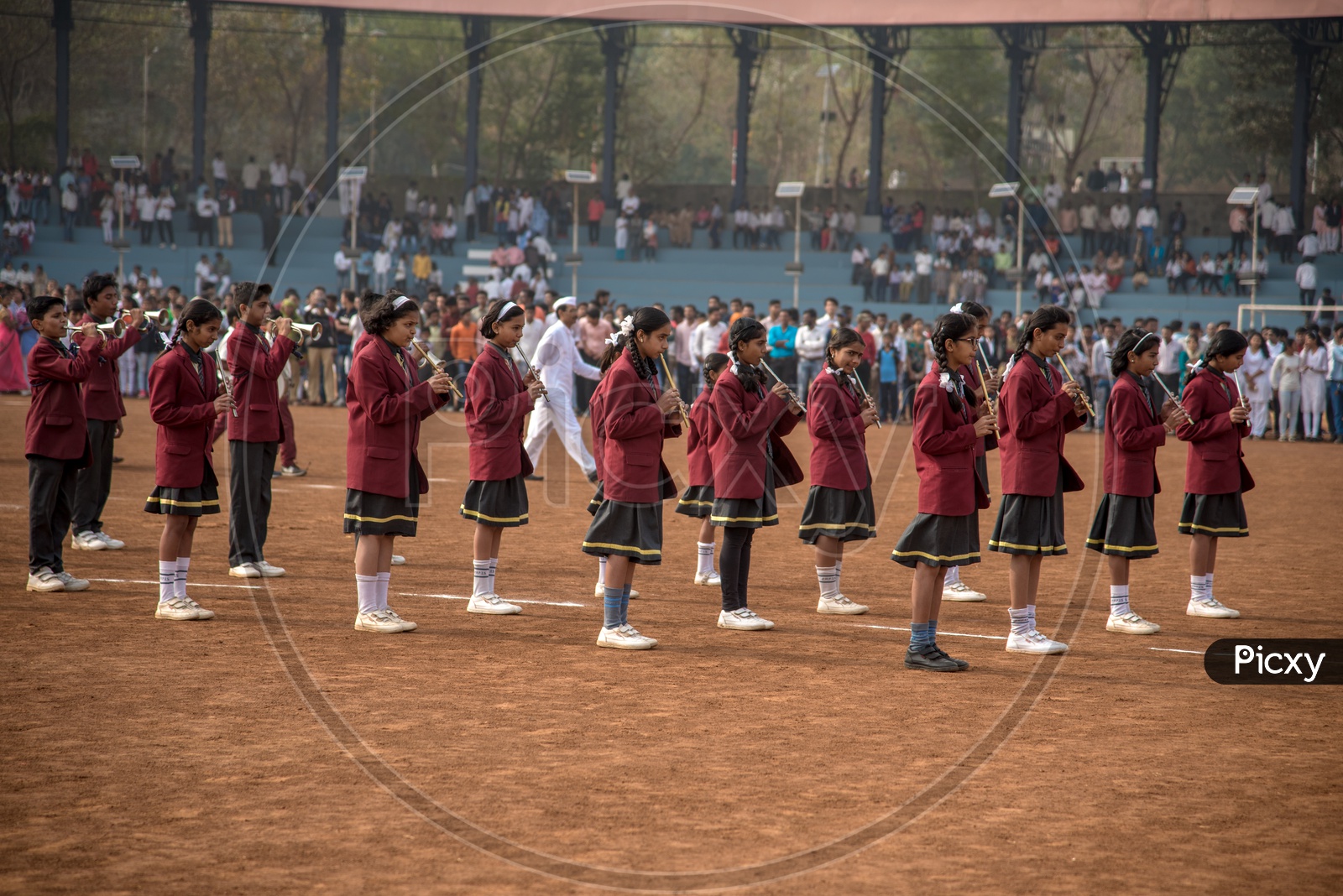 Image of A School Child Marching With A Flag In Independence Day Parade ...
