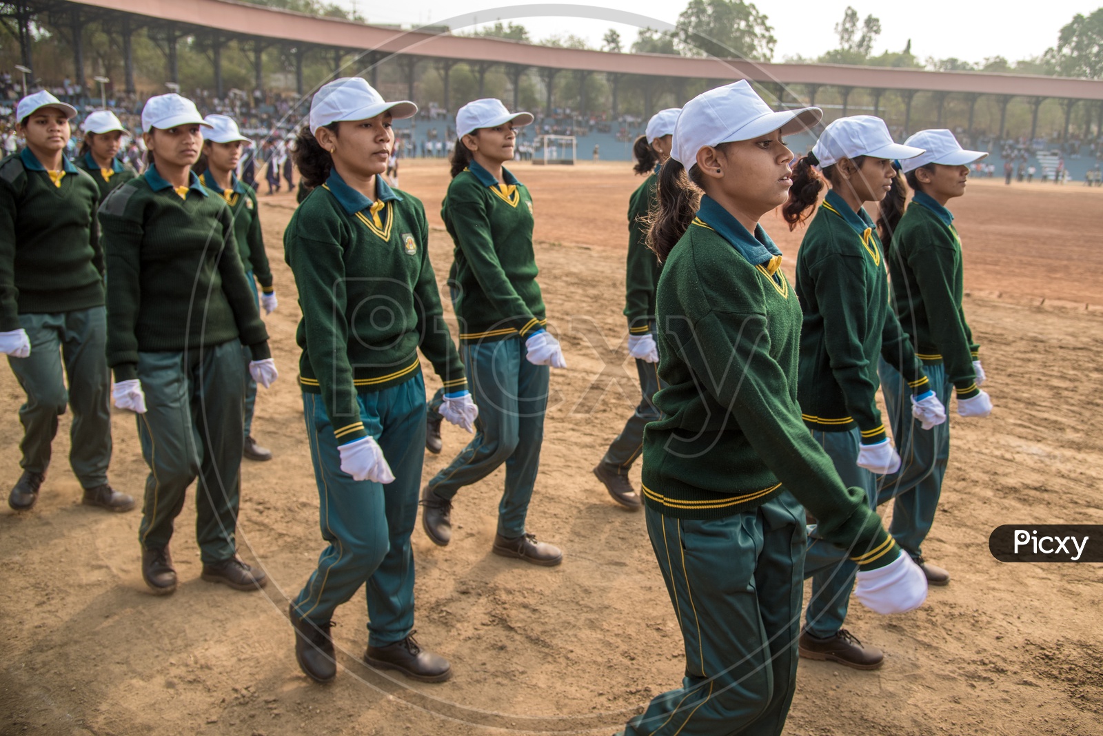 Image of School Girl Students Marching in Independence Day Parade ...