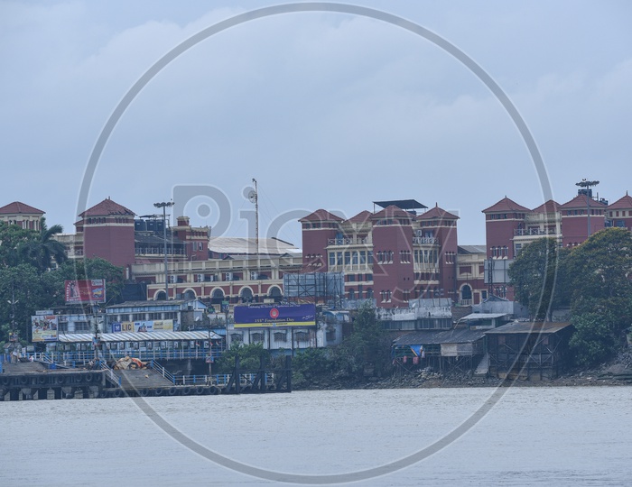 Image of A View Of Babu Ghat Ferry or Jetty Point, Howrah Railway ...