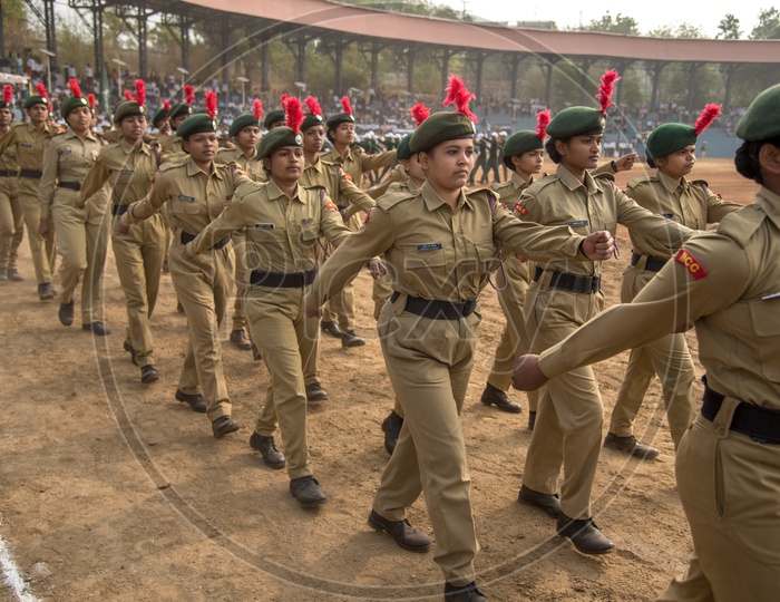 Image of NCC Cadet Girls Marching In Independence Day Parade-ST700815-Picxy