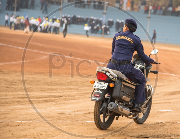 Image of Woman Commando Police Riding Bike In Independence Day Parade ...