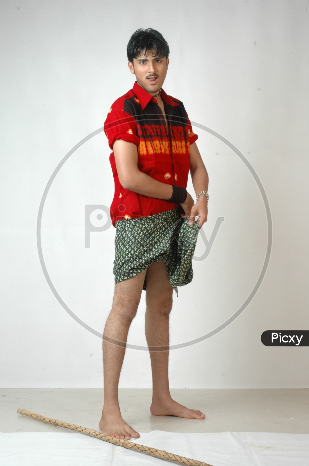 Image of An Indian Man In Traditional Rural Man Attire Wearing Lungi ...