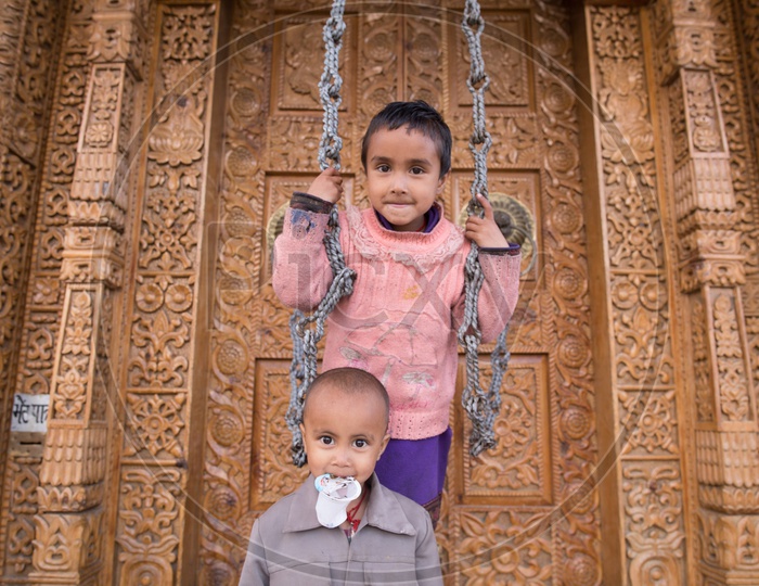 Image of Children Playing At The Door Steps Of Buddhist Temples ...