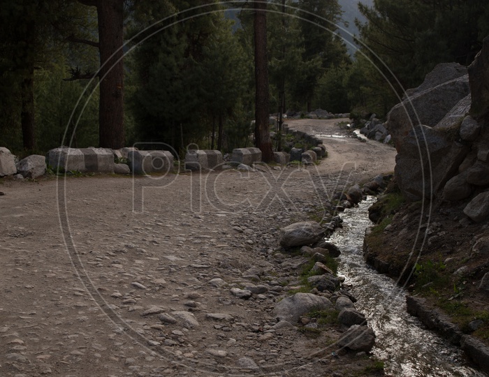 Image of Water Flowing On Channels On Road side Of Village Roads ...