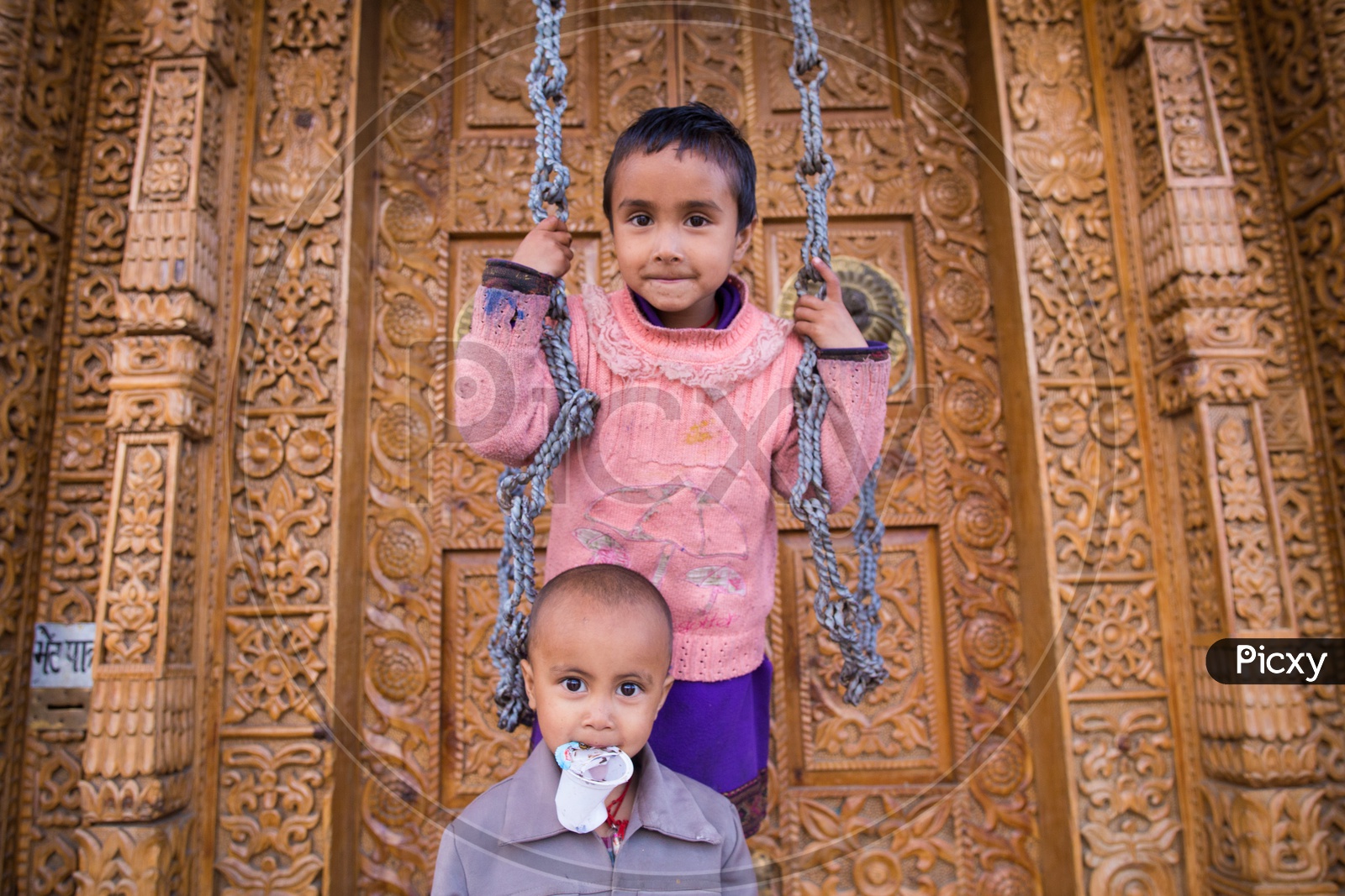 Image of Children Playing At The Door Steps Of Buddhist Temples ...