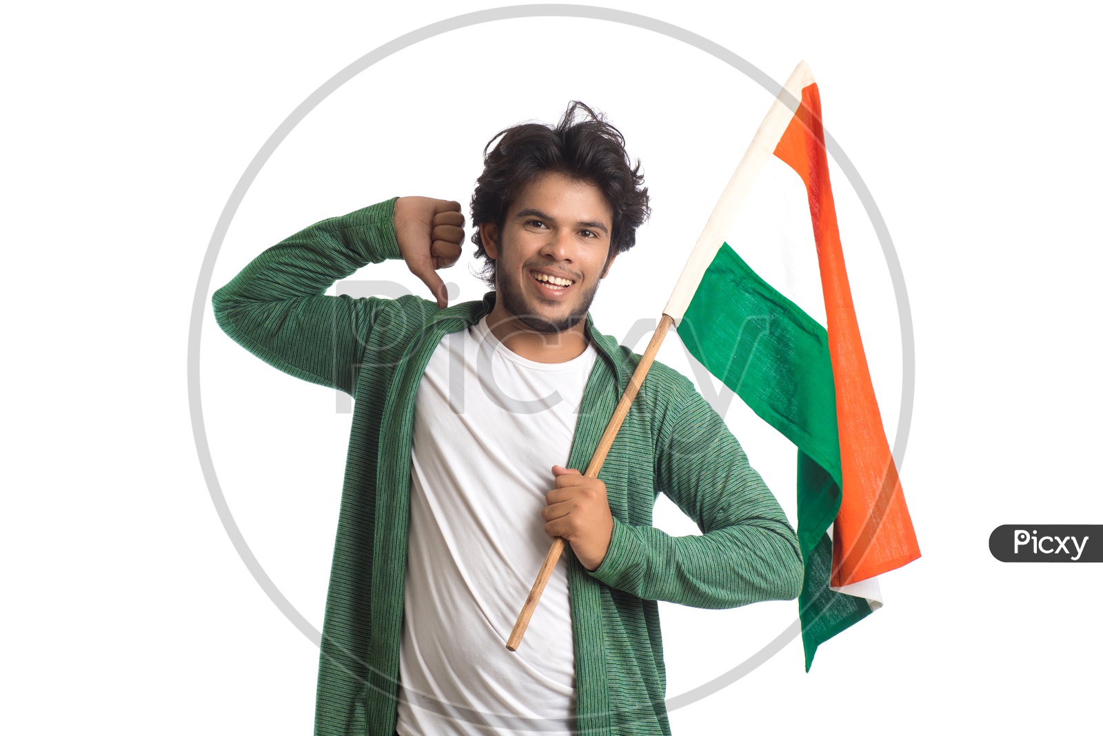 Image of A Young Indian man Holding Indian National Flag ( Tri Color ...