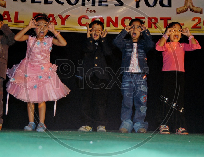 Image of Children or School Students Performing on Stage In a Annual ...
