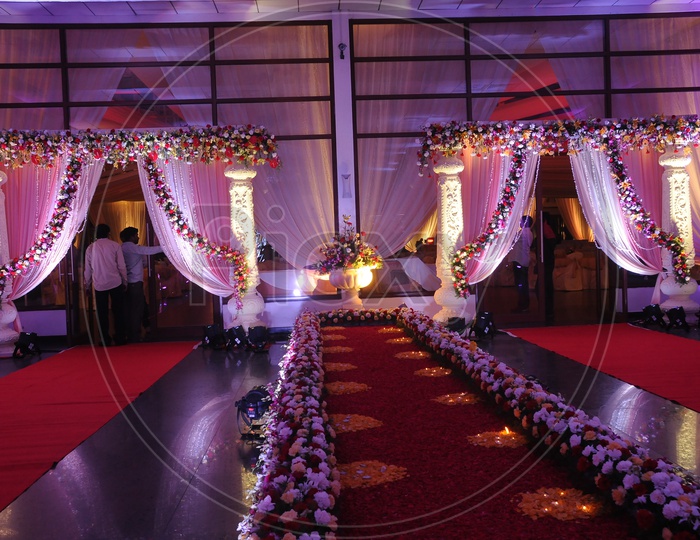 Image of Decoration With Fresh Flowers and Led Lights in a Convection ...