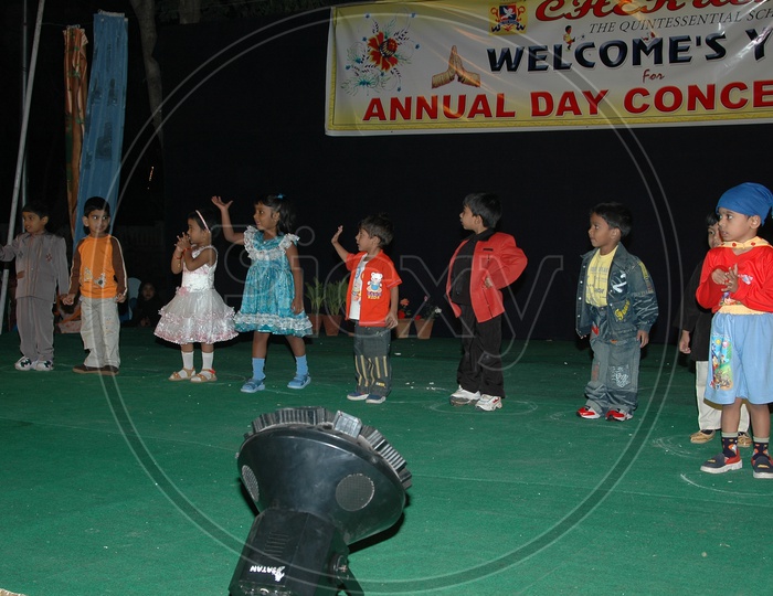Image of Children Performing on a Stage In a Cultural Event Or In a ...