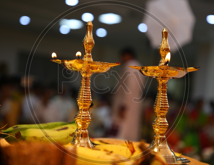 Image of Brass Dia Stands At Hindu Weddings In India-YA407602-Picxy