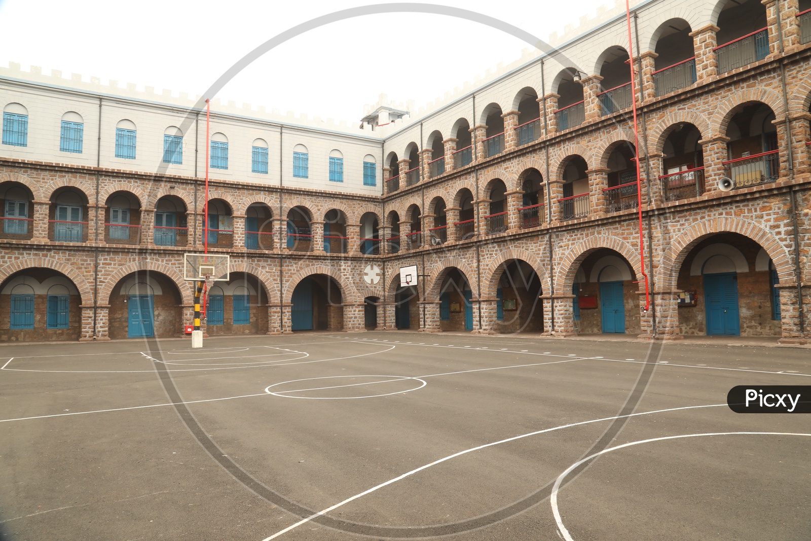 Image of A School Compound With a Basketball Court-RM846095-Picxy