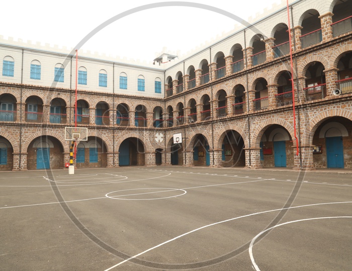 Image of A School Compound With a Basketball Court-RM846095-Picxy