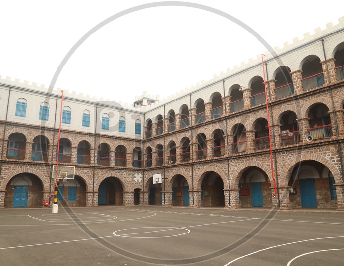 Image of A School Compound With a Basketball Court-RM846095-Picxy