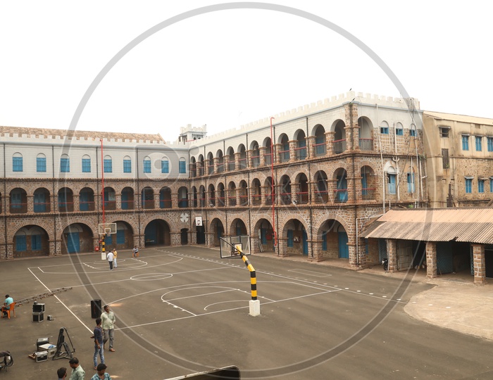 Image of A School Compound With a Basketball Court-RM846095-Picxy