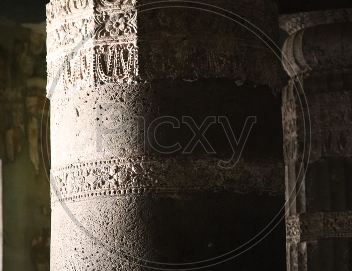 Image of Architecture With Stone Craved Pillars And Designs On them At ...