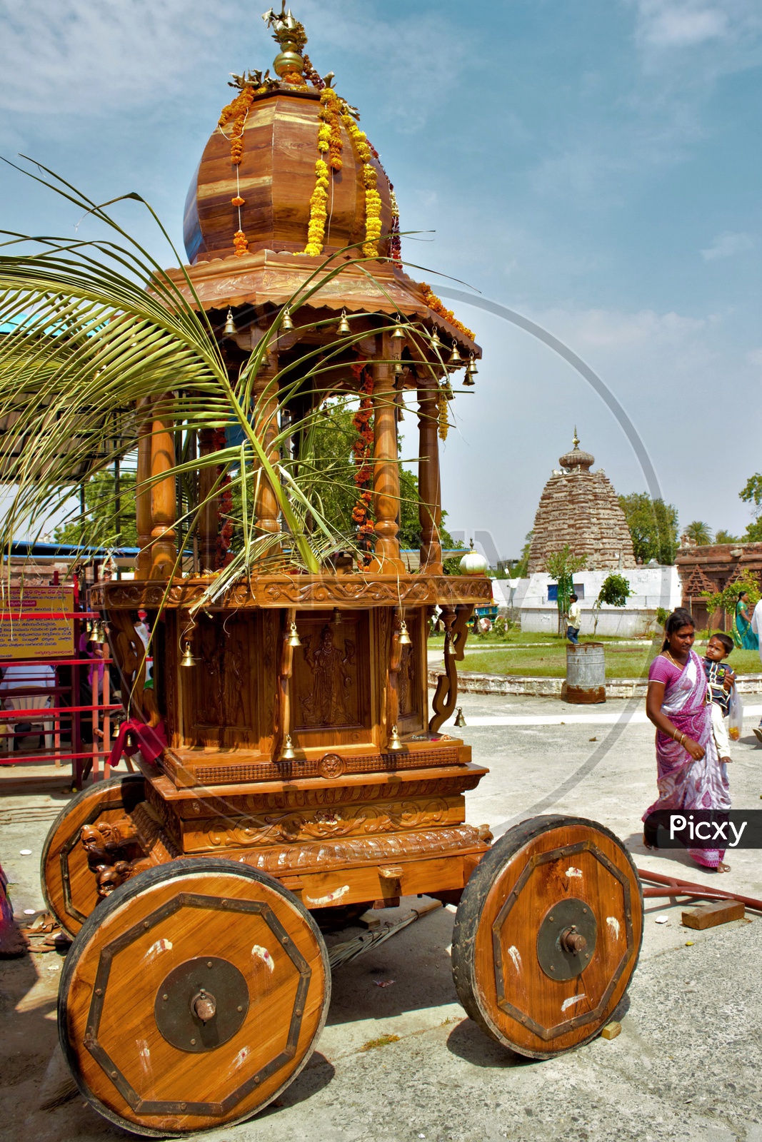 Image of Wooden Chariots For Hindu God Procession at Hindu Temple ...