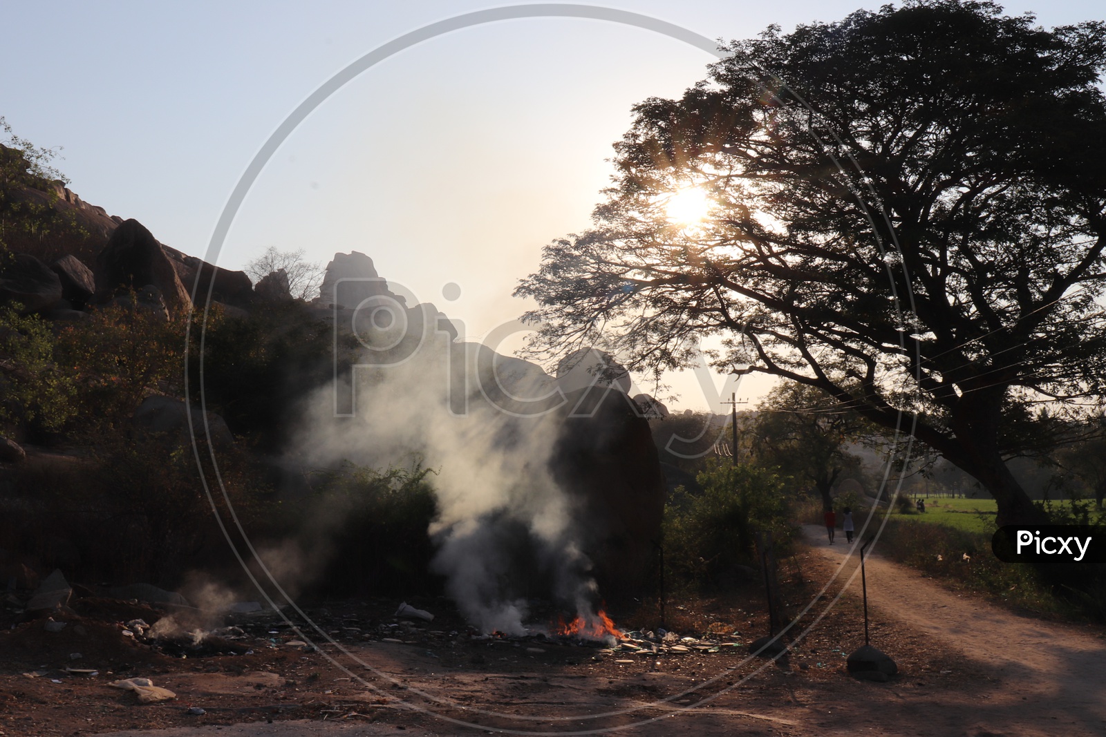 Image of Fire With Smoke On besides The Mud Roads In rural Villages ...