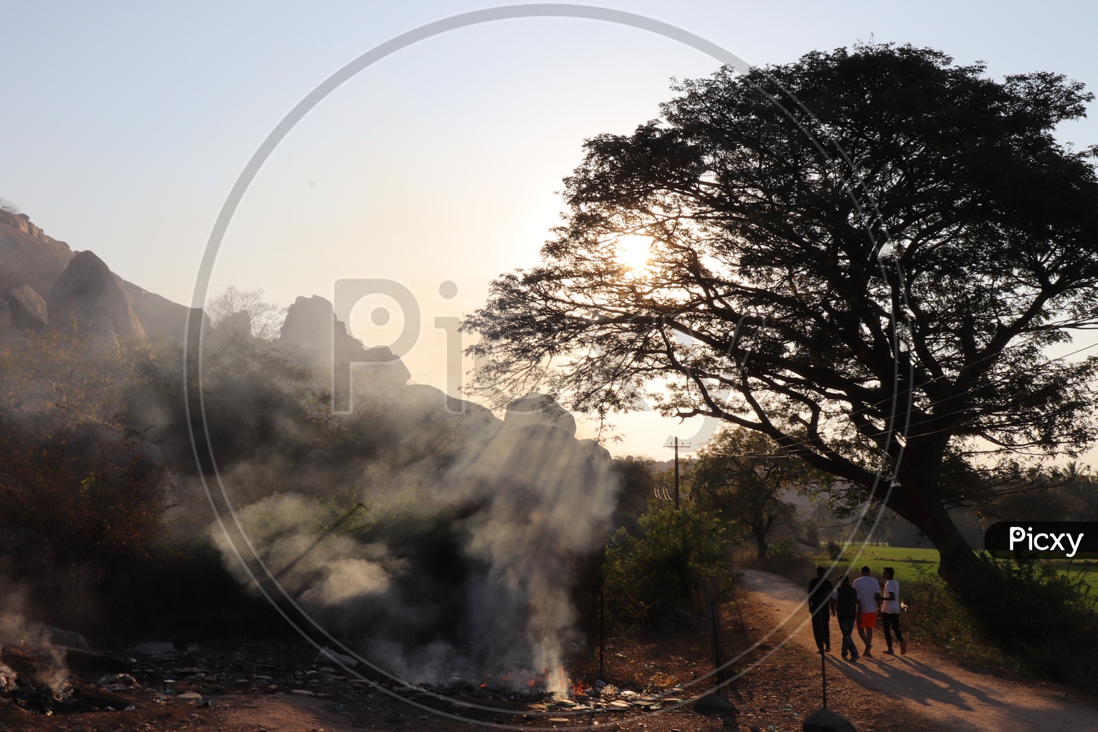 Image of Fire With Smoke On besides The Mud Roads In rural Villages ...