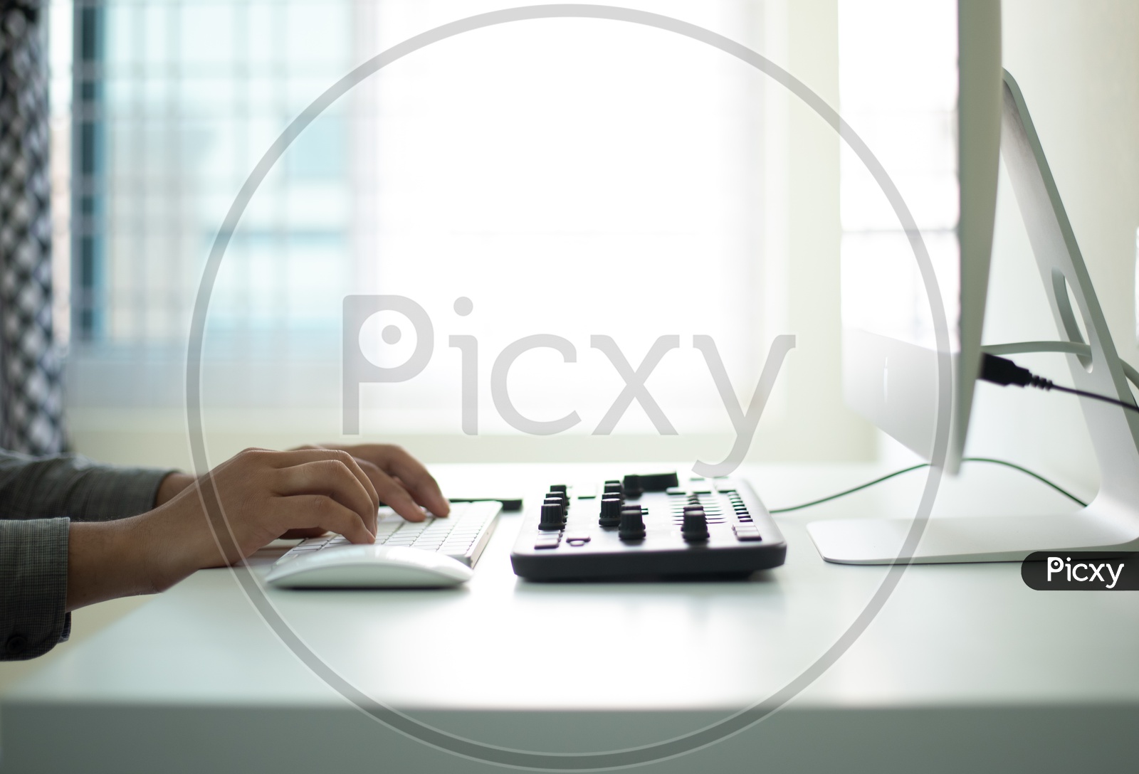 Image of Closeup Of Businessman Hands or Fingers Working On Computer ...