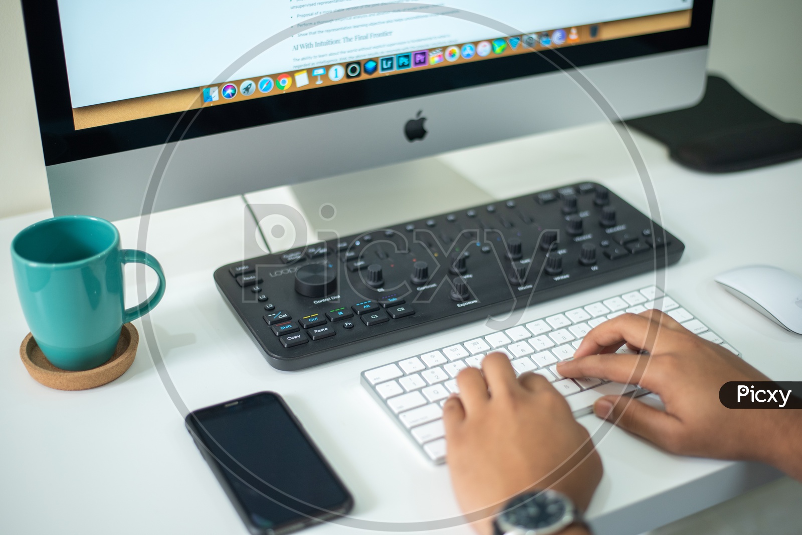 Image of Closeup Of Businessman Hands or Fingers Working On Computer ...