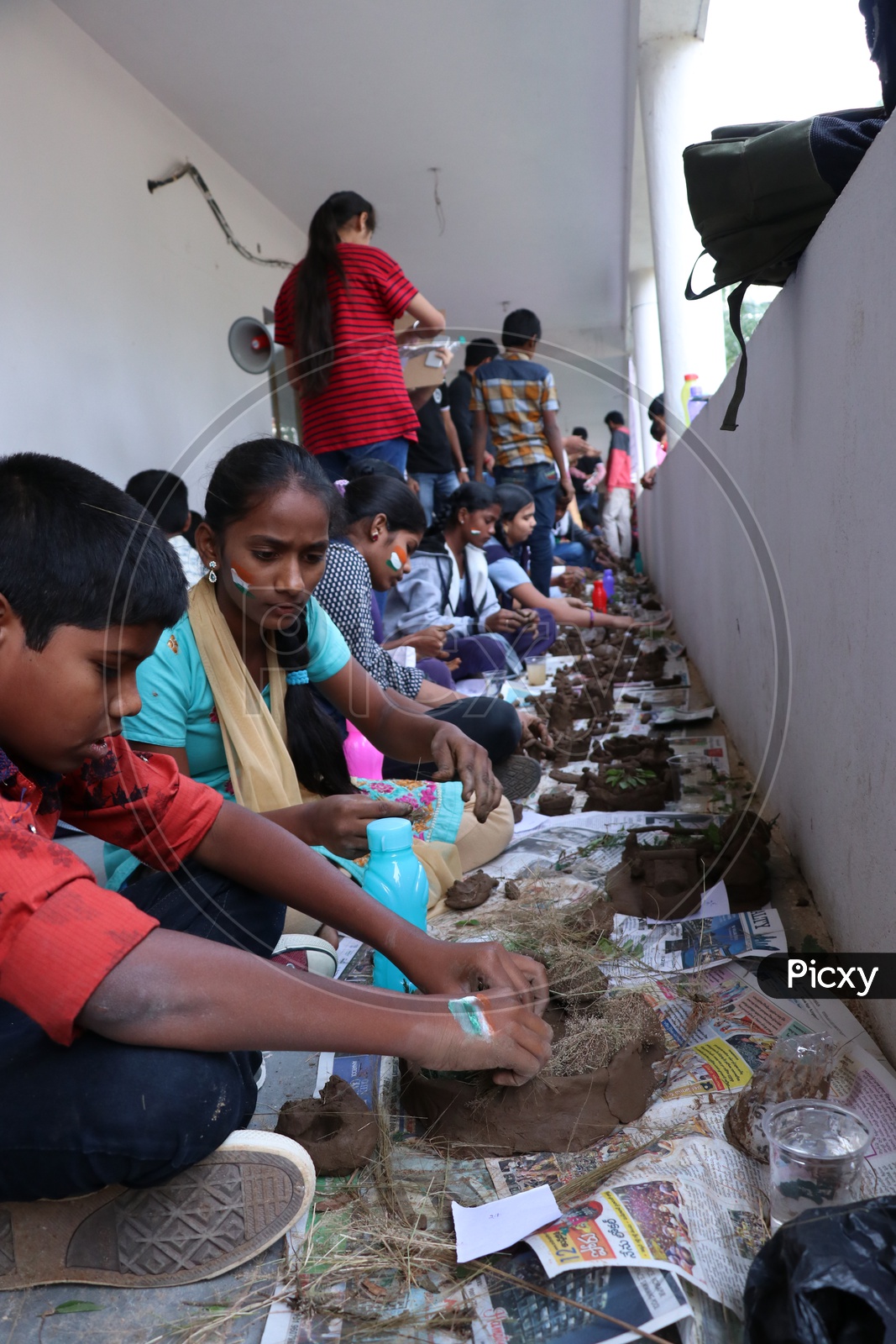 Image of Indian School Students Or Children Participating In Clay Art ...