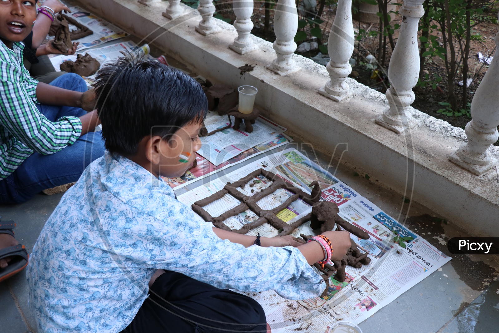 Image of School Students or Children Participating In Clay Art Or Clay ...