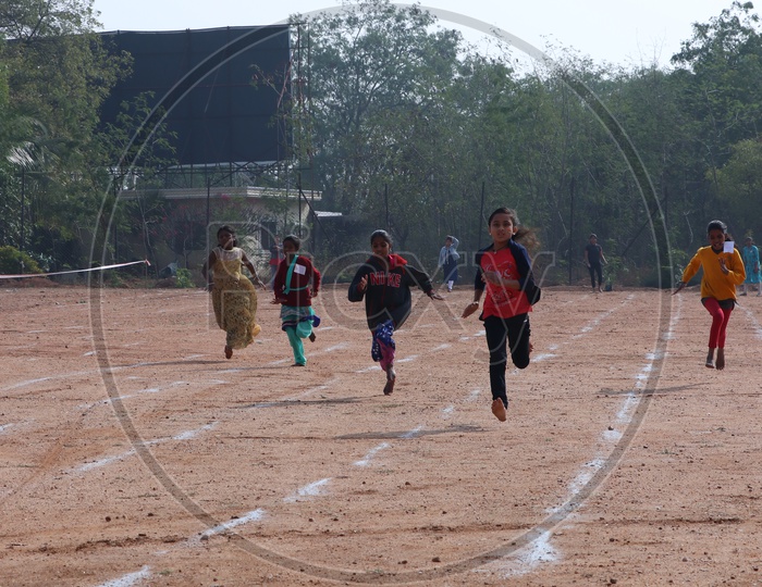 Image of Girl Students Participating In a School Running Race ...