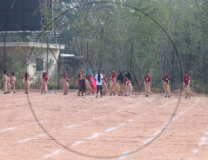 Image of Indian Girl Students Or Children Participating In a Running ...