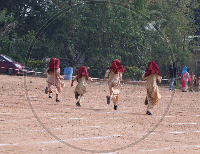Image of Indian Girl Students Or Children Participating In a Running ...
