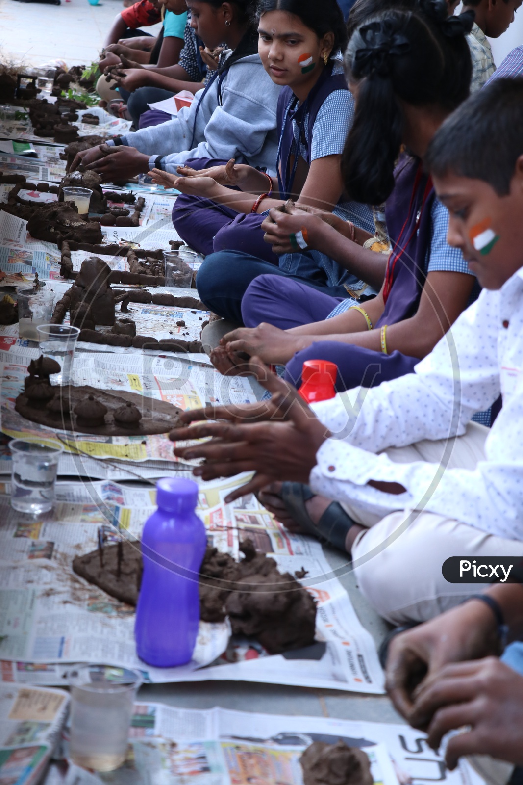 Image of School Students or Children Participating In Clay Art Or Clay ...