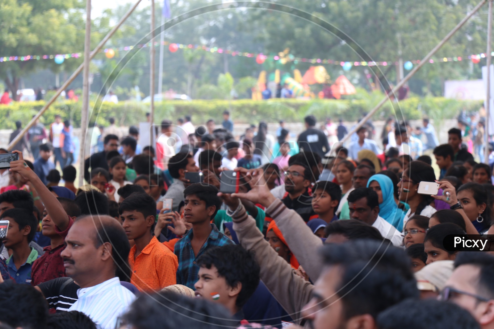 Image of Crowd Recording The Event With Mobile Phones Or Smart Phones ...