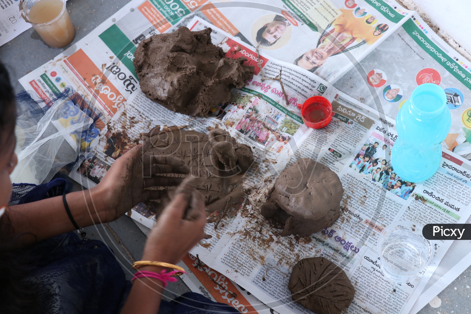 Image of School Students or Children Participating In Clay Art Or Clay ...