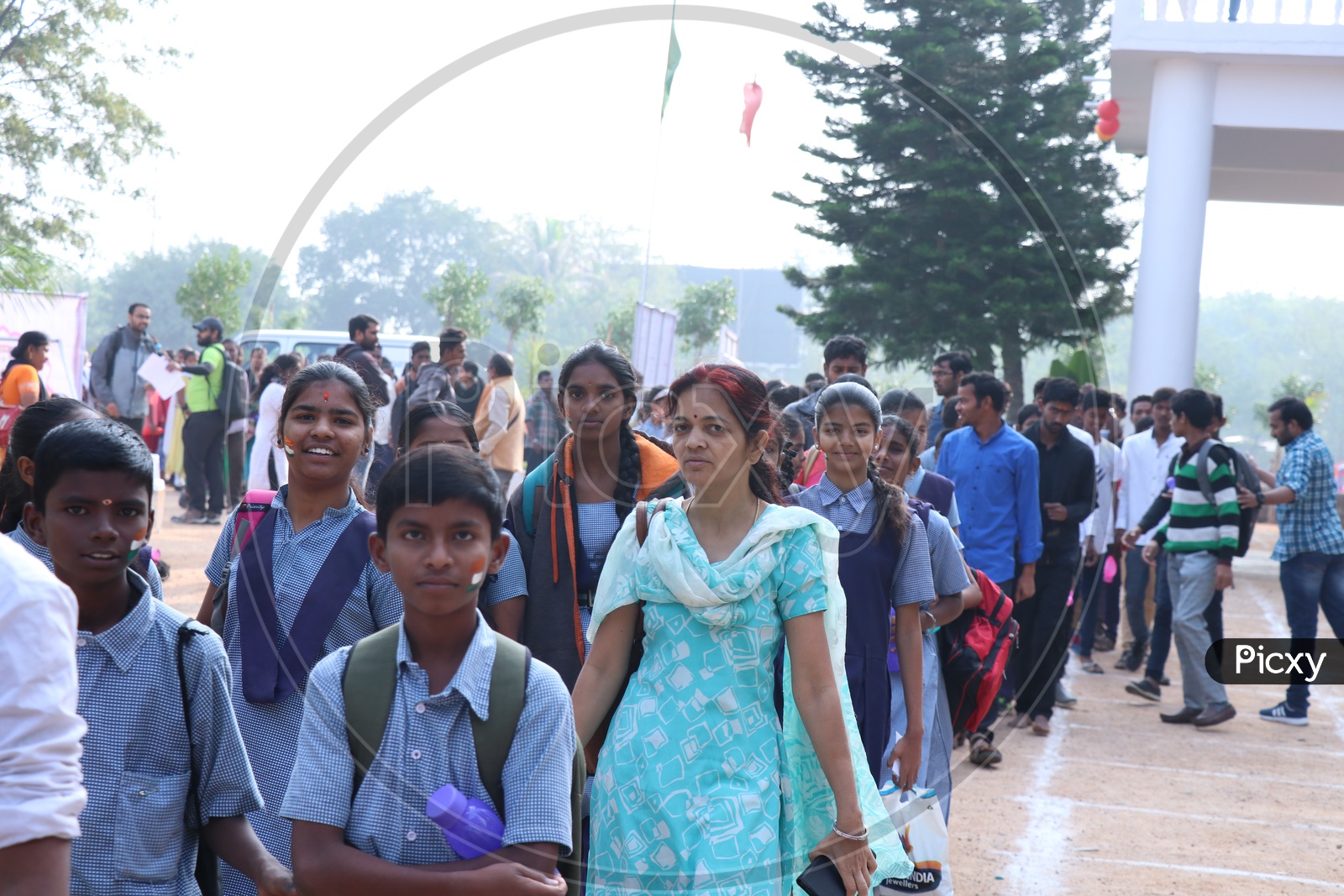 Image of Indian School Students Walking in Queue Lines-TM576122-Picxy