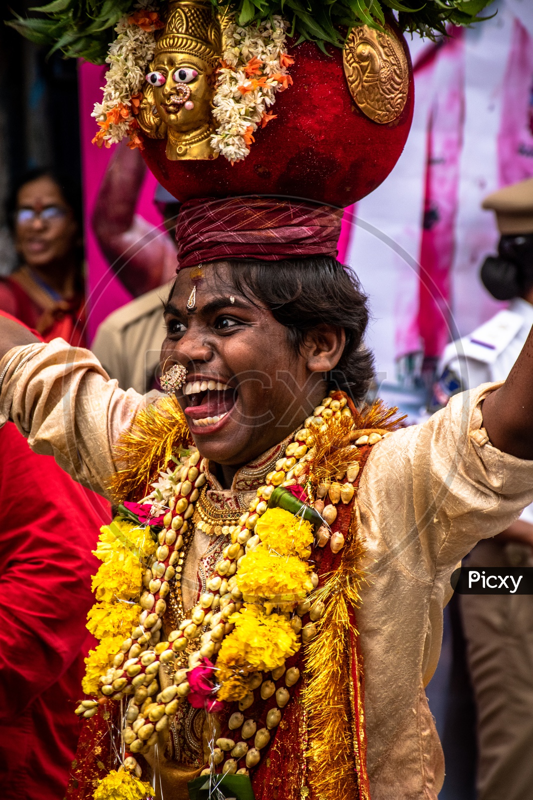Image of Traditional cultural activities on the eve of Bonalu festival ...