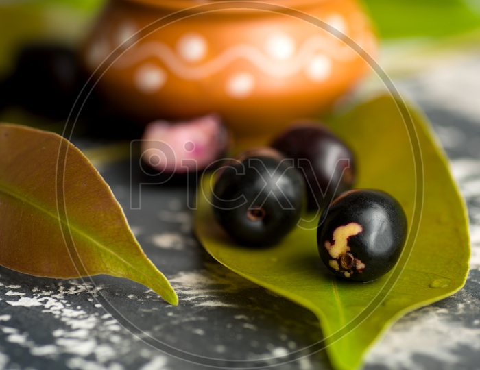 Image of Plum or Jamun Fruit or Jambolan Plum or Jumbul or Java Plum Or ...