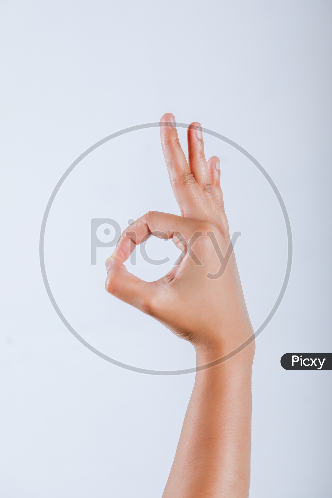 Image of Human Hand Showing OK or Super Gesture On Isolated Background ...