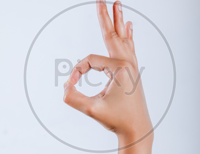 Image of human Hand Showing OK or Super Symbol or Gesture-AD585647-Picxy